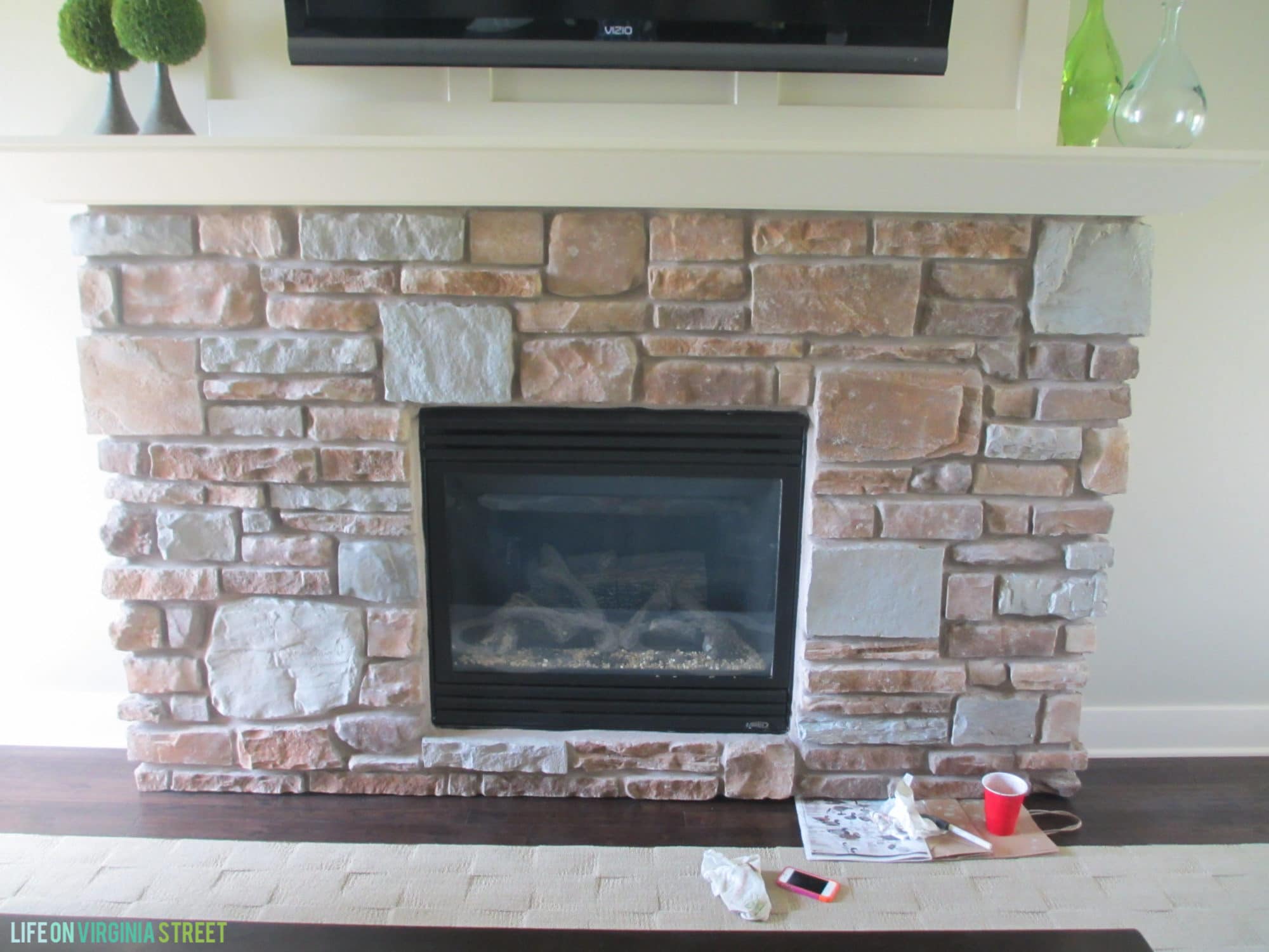 Gray-Washed Stone Fireplace Tutorial | Life on Virginia Street