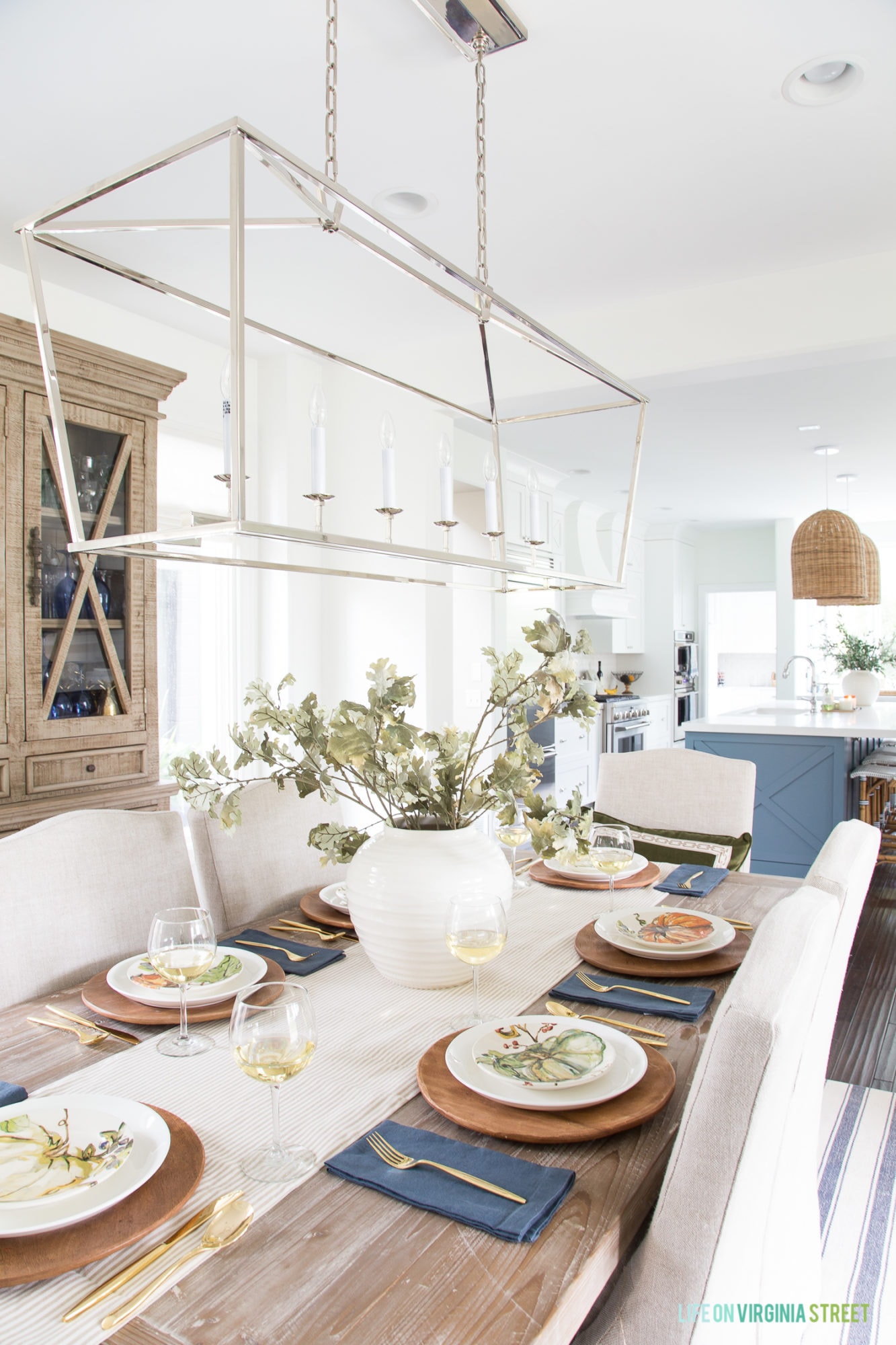 Pumpkin and Oak Leaf Thanksgiving Tablescape - Life On Virginia Street