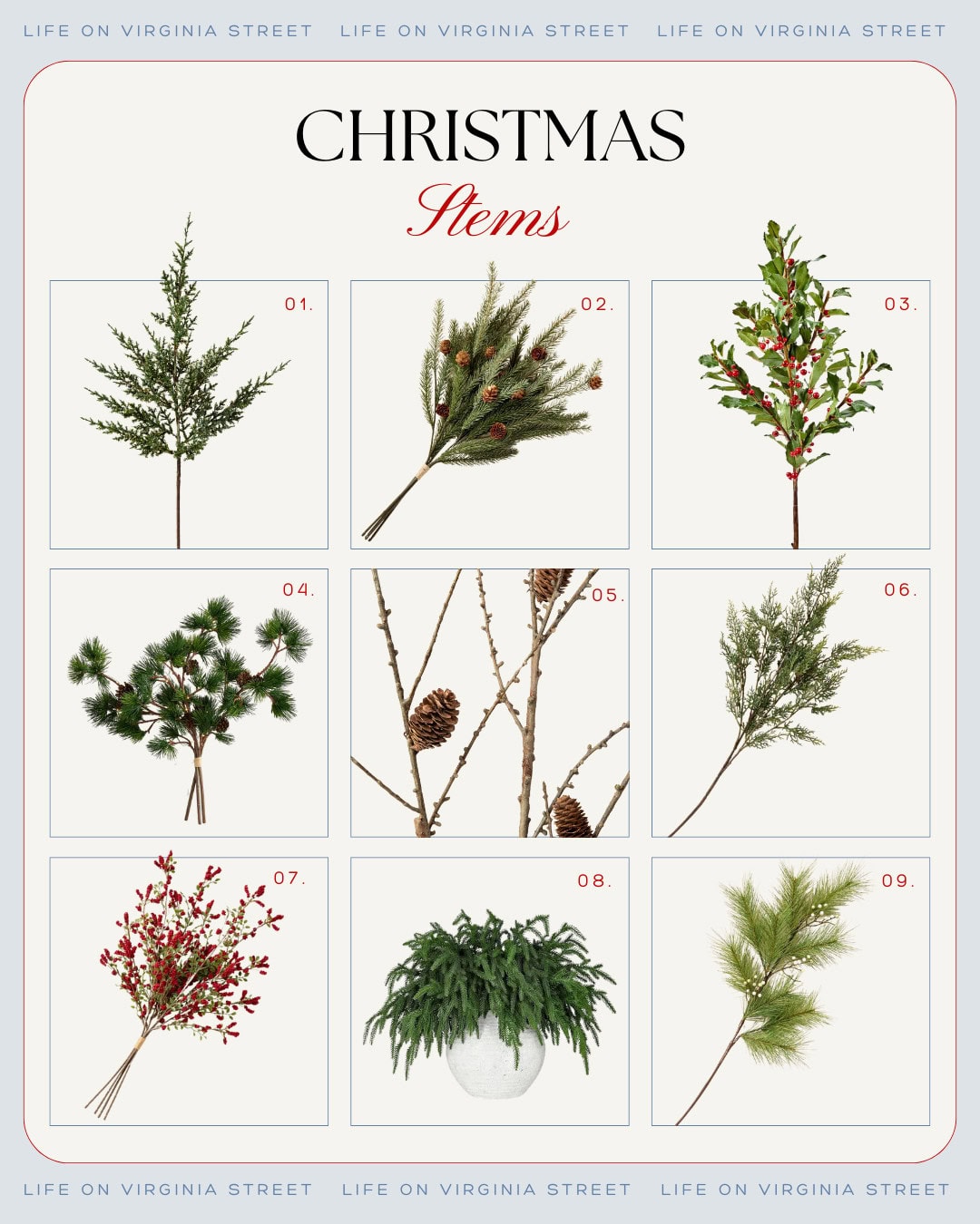 Christmas Greenery & Stems - Life On Virginia Street